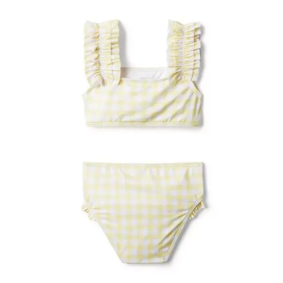 Janie and Jack | Swim | Girl Double Cream Gingham Recycled Gingham ...